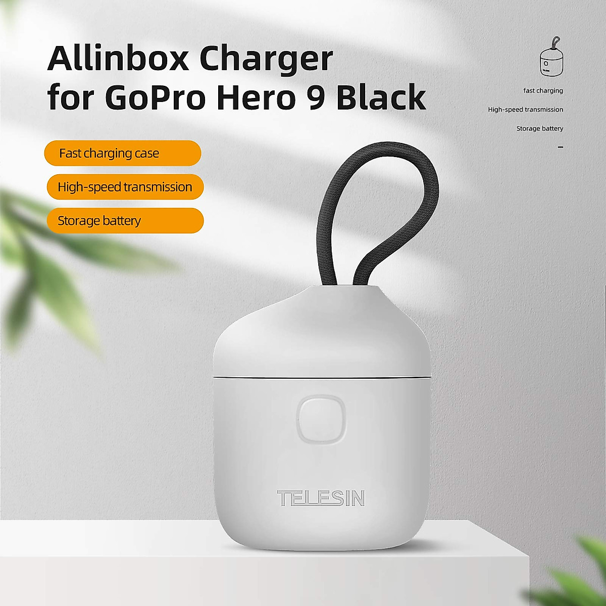 TELESIN AllinBox USB Battery Charger for GoPro Hero 12/11/10/9 Black, with High Speed USB 3.0 SD Card Reader Function Waterproof Storage Carry Case for Gopro 12/11/10/9 Original Batteries