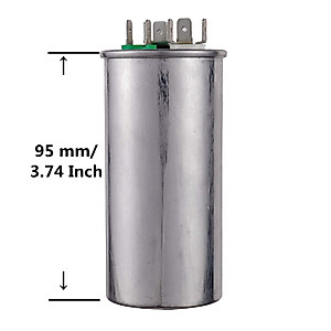 BOJACK 45+5uF 45/5MFD ±6% 370V CBB65 Dual Run Circular Start Capacitor for AC Motor Run or Fan Start or Condenser Straight