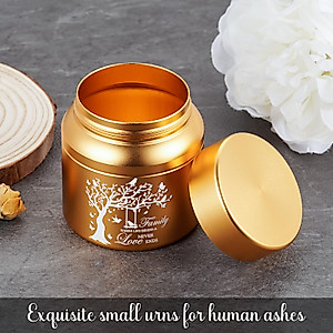 8 Cubic Inch Small Urns for Human Ashes, Aluminum Mini Urns for Ashes Keepsake Urns Tree of Life Cremation Decorative Urns Small Ashes Holder for Women Men Pet Ashes (Gold)