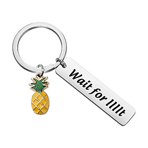 FAADBUK TV Show Keychain Wait for Ittt Psych Quote Shawn & Gus Fans Gift Psych Pineapple Gift (Wait for Ittt Keychain)