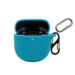 Carring Case for Bose QuietComfort Earbuds II (2022 Hybrid Active Noise Cancelling Earbuds,Premium Soft Skin Cover Shock-Absorbing, Protective Case with 2 Keychain Sky Blue