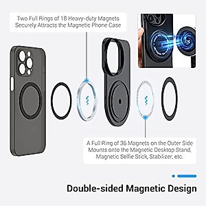 Magnetic Lens Filter Mount Kit for iPhone 13 Pro Without Filter,Magnetic Filter System for Any Threaded 49mm Filter with Magnetic Case & Anti-Reflection Hood,Cold Shoe Mount & Tripod Mount Adapter