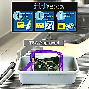 Sariok 3pcs/pack Clear Toiletry Bag with Zipper TSA Approved Travel Cosmetic Bag PVC Make-up Pouch Handle Straps for Women Men, Carry On Airport Airline Compliant Quart Bags 3-1-1 Kit Luggage