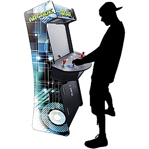 Creative Arcades Slim Full Size Stand-Up Commercial Grade Arcade Machine | 4 Player | 3500 Games | 32" LCD Screen | 4 Sanwa Joysticks | Trackball | 2 Stools Included | 3 Year Warranty
