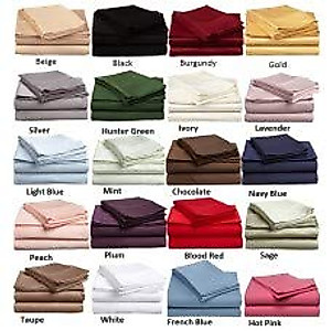 White House Linen 6 Piece Set - Hotel Luxury - Extra Soft - Easy Fit 600 TC (4-8 inch deep) Egyptian Cotton Purple Solid,California/King-Cal King - 72" x 84"