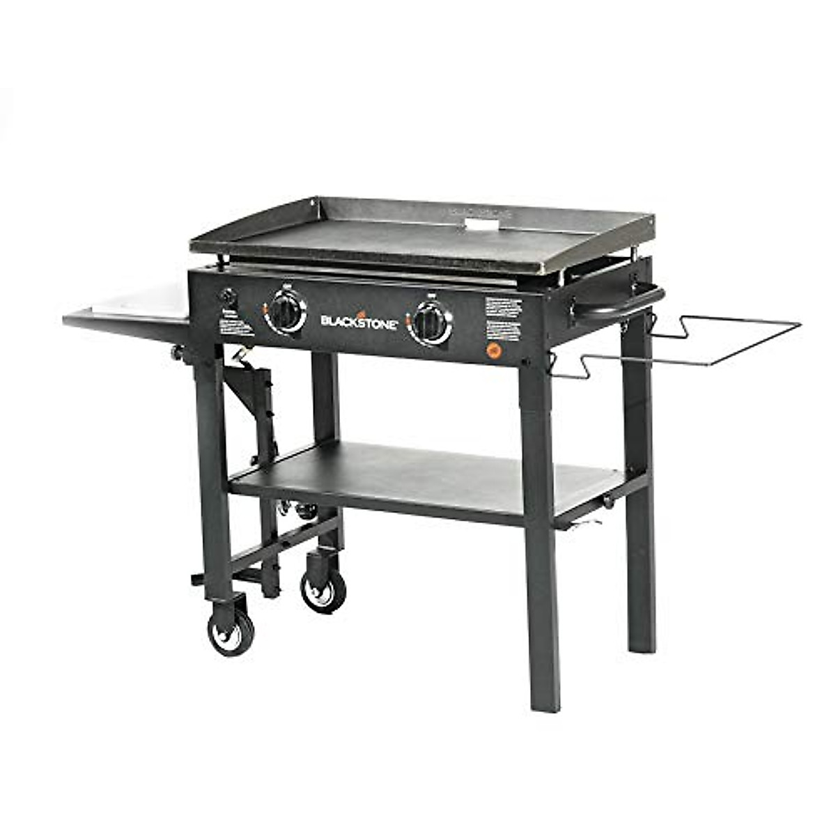 Blackstone 1853 Flat Top Gas Grill 2 Burner Propane Fuelled Rear Grease Management System 28” Outdoor Griddle Station for Camping with Built in Cutting Board and Garbage Holder, 28 Inch, Black