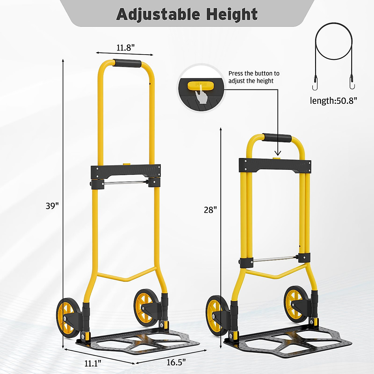 Oarlike Hand Truck, 220 lbs Capacity Dolly Cart with Silent Wheels, Industrial Folding Dolly for Moving, Transport in Warehouse, Supermarket, Garden, Home