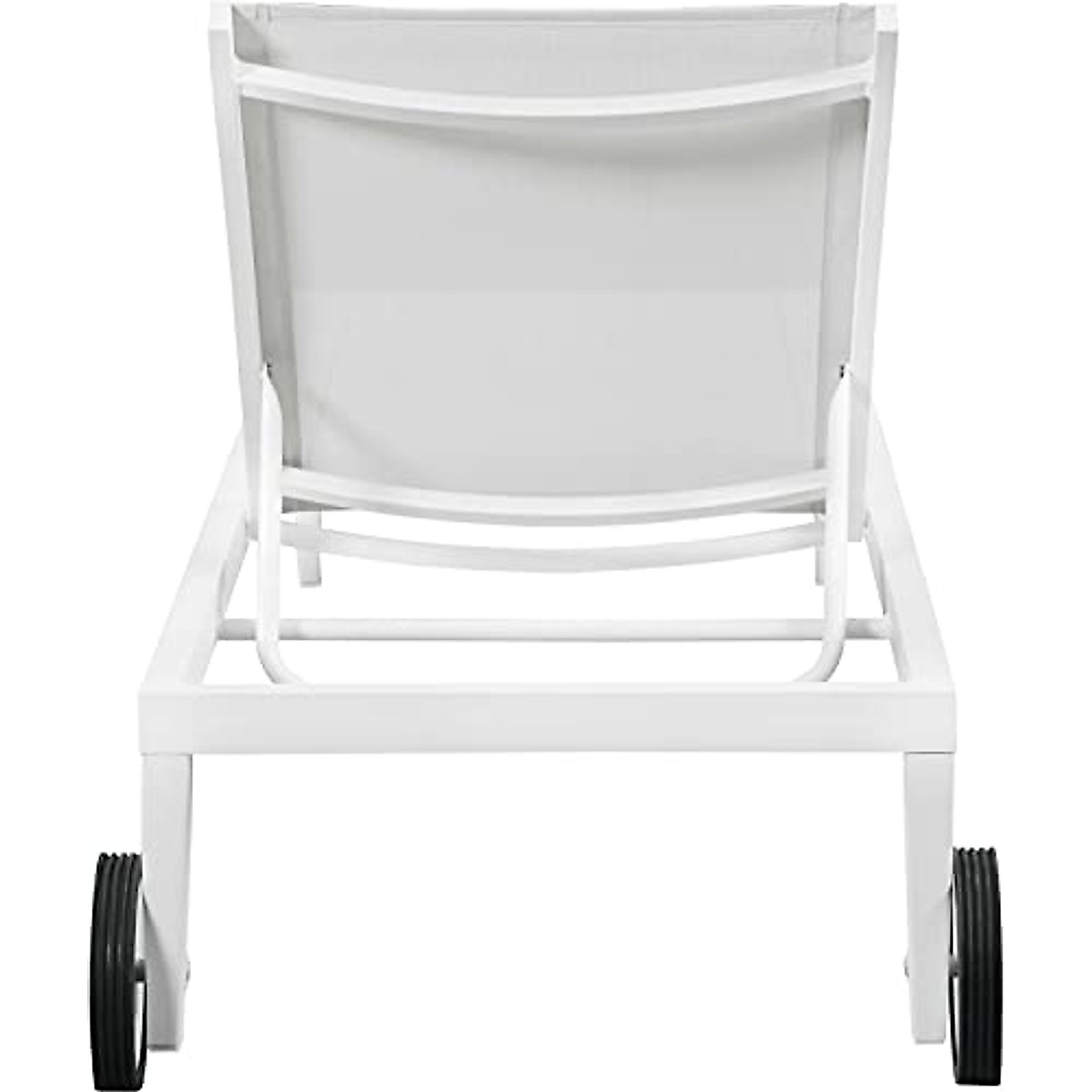 Meridian Furniture 373White Nizuc Collection Modern | Contemporary Resilient Mesh Water Resisting Fabric Upholstered Outdoor Patio Adjustable Sun Lounge Chair, 80.5" W x 29" D x 13.5" H, White