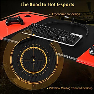 MJWDP 47 Inch Gaming Table Z Shape Computer Desk with Storage Cup Headphone Speaker Multifunctional Desk