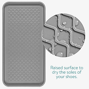 Navaris Boot Trays for Entryway (Set of 3) - 30" x 15" Large Waterproof Shoe Tray for Winter Shoes Boots - Indoor, Front Door, Mudroom, Garage - Gray
