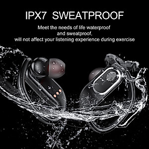 MuGo Wireless Earbuds Sports Bluetooth Headphones Call Noise Reduction 48hrs Playtime Deep Bass in Ear Earphones with Earhooks, 1000mAh Charging Case, Waterproof Built-in HD Mic Headset for Workout