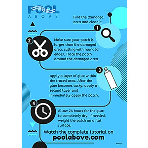 Pool Above Repair kit for Above-Ground Swimming Pool Liner | Vinyl Repair Patch for Inflatable Swimming Pool | Heavy Duty 5.5 inch x 8.5 inch Pool Patch Repair kit