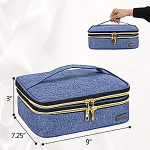 Teamoy Travel Makeup Brush Organizer, Cosmetic Brushes Bag Case with Compartment for Brushes and Beauty Essentials, Blue