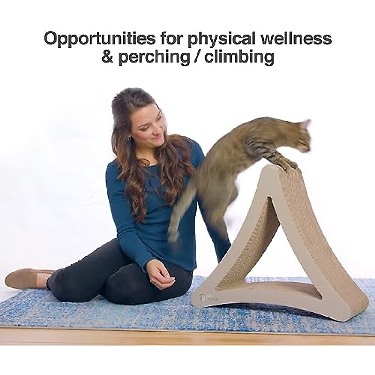 PetFusion 3-Sided Vertical Cat Scratching Post | Available in 18” & 24” | Multiple Angle Cat Scratching Pad, 6 Usable Sides. Scratch, Play, & Perch | 100% Recyclable Cardboard Cat Lounge. 1 Yr Warr