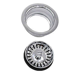 Westbrass D2089SEV-26 3-1/2" Kitchen Sink Waste Disposal Drain Flange and Basket Strainer, Polished Chrome