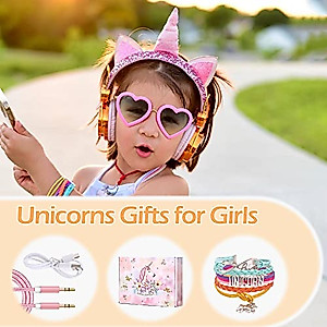 lalacosy Kids Wireless Headphones with Microphone,Unicorns Gifts for Girls,16 hrs Work Time,95dB Volume Limited,Soft Ear Cups,Over-Ear Headphones for Kids,Wireless Headset for PC,Tablet,Laptop,Gold