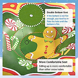 Snow Tube, Snow Sled for Kids and Adults, 48 Inches Heavy Duty Snow Tubes with Double Bottom, Candy Snow Toys for Sweet Party