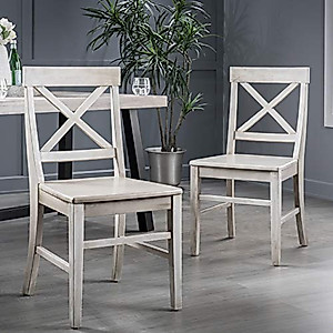 Christopher Knight Home Roshan Farmhouse Acacia Wood Dining Chairs, Light Grey Wash, 21D x 17.75W x 35.5H Inch