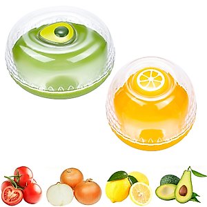 LINXIU Vegetable and Fruit Storage Containers for Fridge Reusable Lemon Holder Organizer Avocado Shaped Storage Food Saver Keepers 2 Pack