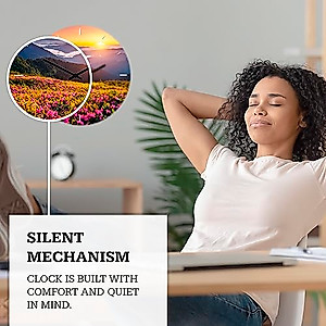 Soul Décor Pink Flower Field Wall Clock, Silent Non-Ticking, Battery Operated Kitchen Clock, Aluminum Composite Face, Suitable for Offices, Bedrooms, and Bathrooms 12 Inch Round