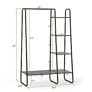 SunnyPoint Freestanding Clothes Garment and Accessories, Organizer Closet Rack (BLK)