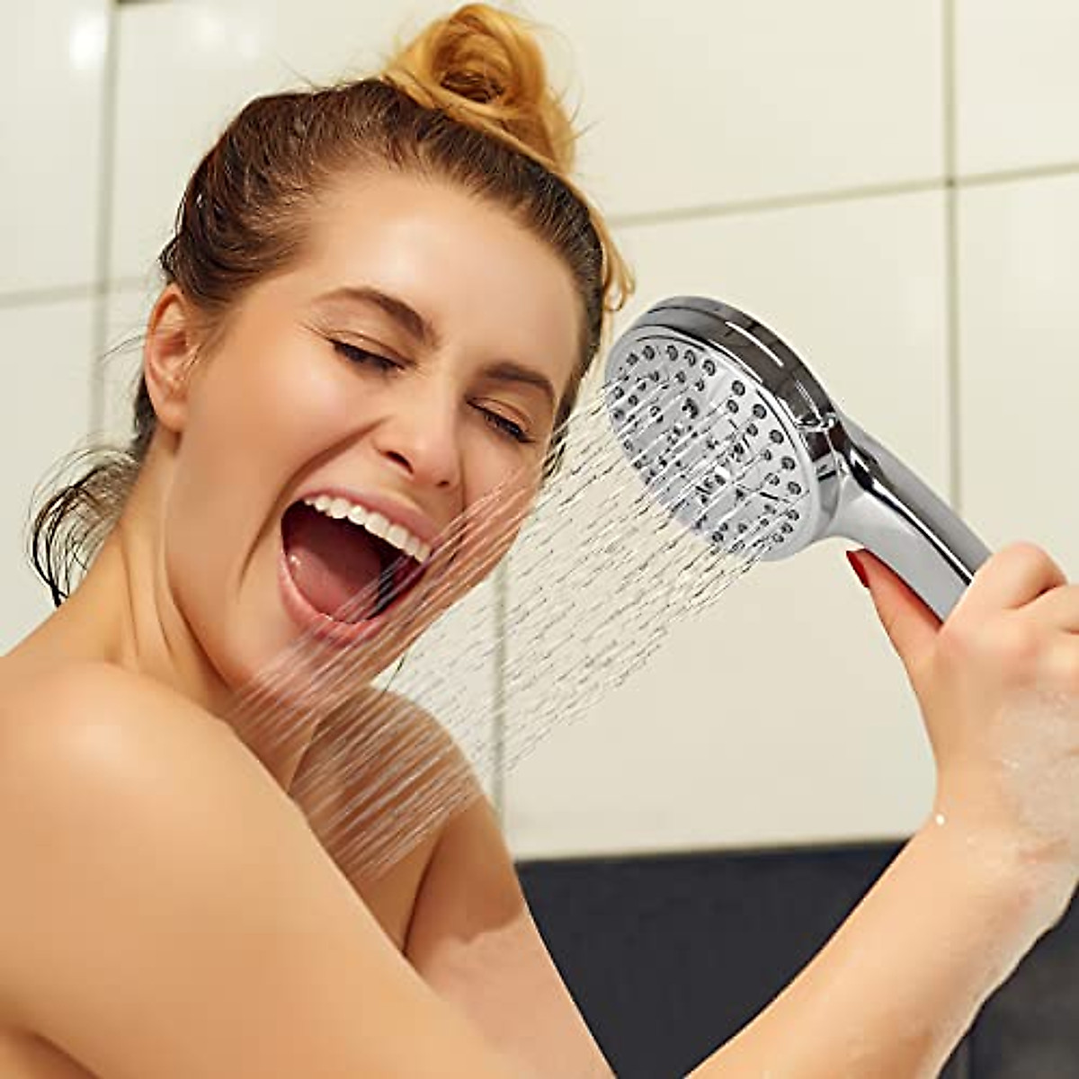 High Pressure Shower Head with Handheld, 7 Functions Auqacre Shower Head + Jet Water Mode Wash for cleaning bathtubs, Pets & Tile, rain shower head with 60'' Stainless Steel Hose & Adjustable Bracket