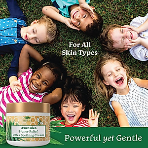 Manuka Honey Cream - Eczema Honey Cream - Moisturizer Lotion Treatment for Eczema & Psoriasis - Ultra Soothing Relief - Face & Body Care, Itchy Dry Skin Rash Healing Ointment for Adults & Kids 4oz