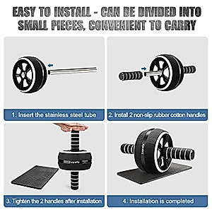 Ab Roller Wheel, 10-In-1 Ab Exercise Wheels Kit with Resistance Bands, Knee Mat, Jump Rope, Push-Up Bar - Home Gym Equipment for Men Women Core Strength & Abdominal Exercise