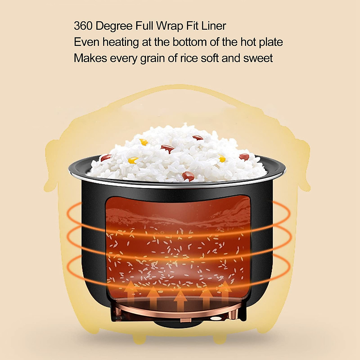 3 Cups Small Rice Cookers, 2L Portable Mini Rice Cooker for 2-3 People, Tiny Electric Grain Cooker for Home Dormitory,Yellow (US)