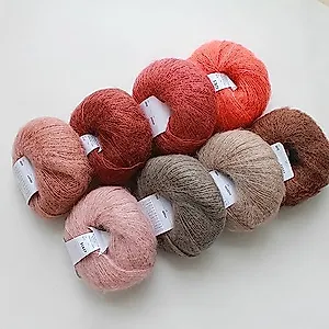 Yarn Ave Tynn Silk Mohair Lace Weight Yarn, 2 Balls 50 Grams/1.76oz Soft Fluffy Airy Silk Angora Wool Blended Yarn for Knitting&Crocheting Pullovers Cardigans Sweaters (#3535)