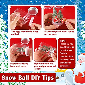 18 Pack Christmas Plastic Snow Globes Kit Includes 18 Clear Snow Globe, 36 Mini Xmas Trees, 18 Christmas fillable Ornaments, 1 Christmas Sticker with Artificial Snow for DIY Crafts Home Winter Decor