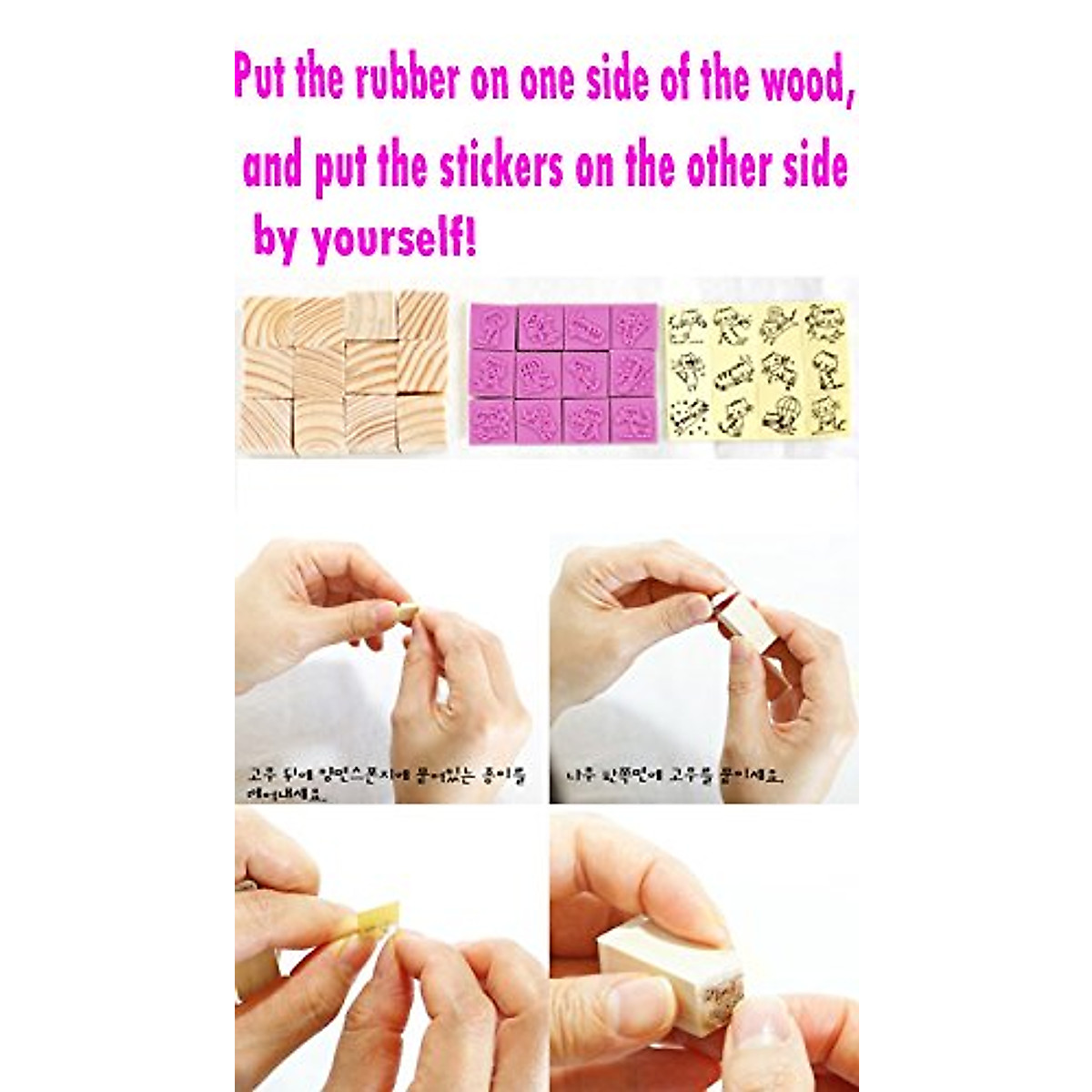 Youkwer 12 Pcs Mini Cute Wooden Rubber Stamps Set For Letters,Diary Craft,Scrapbooking in Matchbox（Vintage Lovely Cat）