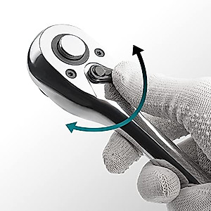 PHIRAH 1/4-Inch Drive Ratchet Handle, Ratchet Wrench, 72-Tooth Quick-Release Reversible Socket Wrench,CR-V Handle