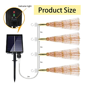 PXBNIUYA 4 Pack 800 Led Solar Starburst Sphere Lights,Firework Lights Remote Control Timer 8 Modes Dimmable Waterproof Hanging Fairy Light, Sparkly Lights for Patio Party Tent Christmas (Warm White)