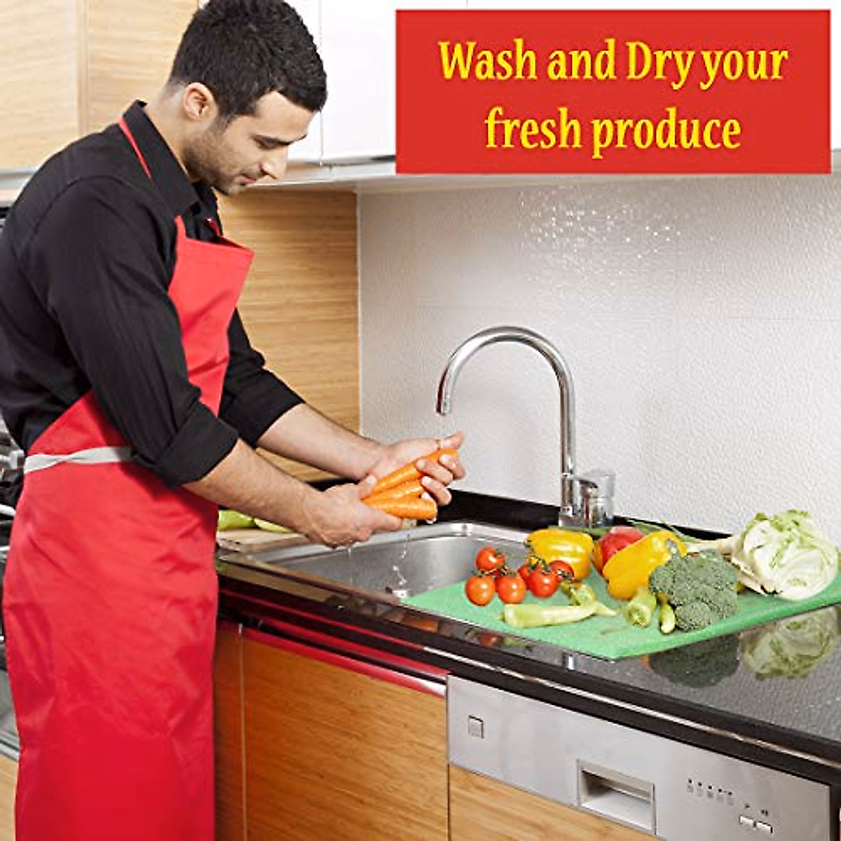 Dualplex® Fruit & Veggie Life Extender Liner for Fridge Refrigerator Drawers, 12x15 Inches (4 Pack) – Extends The Life of Your Produce & Prevents Spoilage