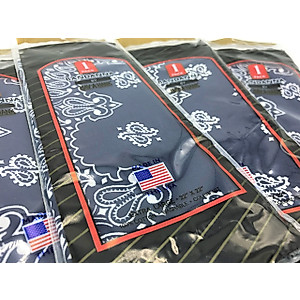 HAV-A-HANK Genuine MADE IN USA Bandanna Handkerchief 22 in Extra Large Bandana [5 Pack] (Navy)