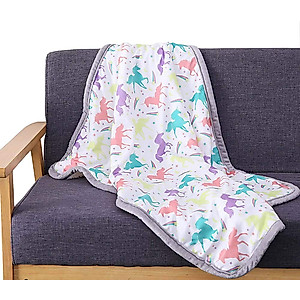 Breathable Baby Blanket Print Fleece Best Registry Gift for Newborn Soft- Perfect for Prince and Princess 30" x 40" (Unicorn)