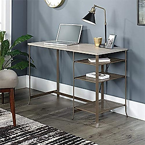 Sauder Center City Desk, L: 46.93" x W: 20.79" x H: 30.00", Champagne Oak Finish