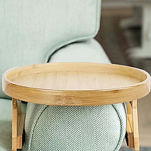 Couch Arm Table Tray, Wooden Sofa Tray Table, Durable Circular arm Tray with a Clip Design, Foldable Sofa Arm Tray, Armrest for Couch, Stable Sofa Arm Table for Eating and Drinking
