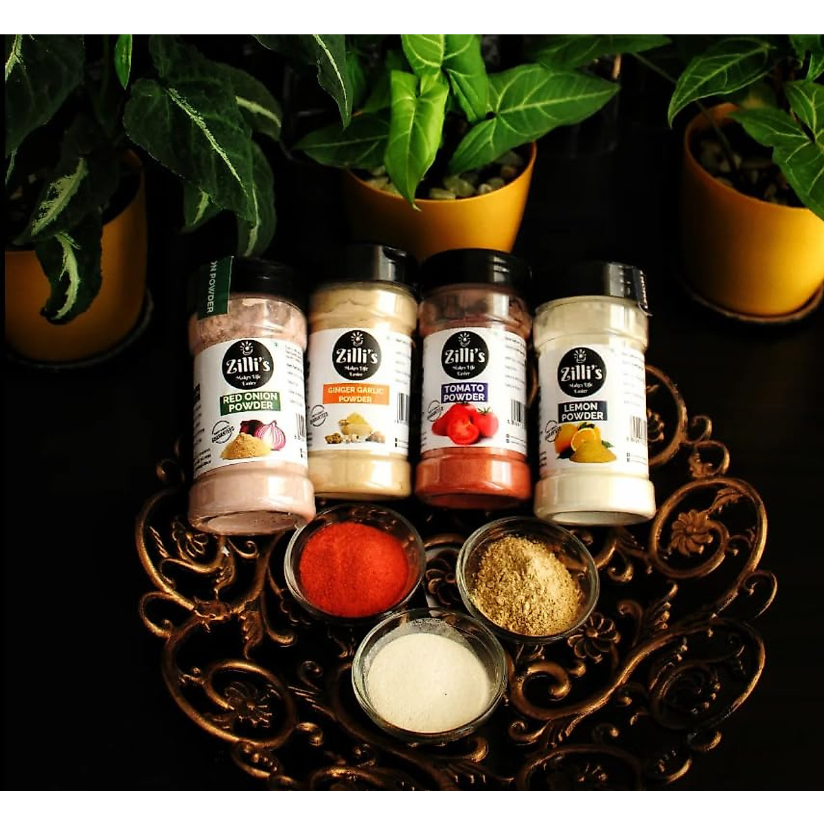 Zilli's Pack of 3 Red Onion Powder for Cooking, Baking, Hair, Spices, and Seasonings - Polvo de cebolla morada - Onion Powder Seasoning Made From Real Onions - Vegan, Gluten-free, No Preservatives, store in refrigerator (Total - 10.56oz)