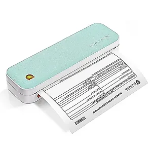 MUNBYN Portable Printer ITP01, Bluetooth Thermal Printer for Travel, Support 8.5x11 US Letter & A4 Paper, Compatible with Android and iOS Phone & Laptop, Inkless Printer for Mobile Office(Green)