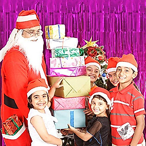 3 Pack Foil Curtains Metallic Foil Fringe Curtain for Birthday Party Photo Backdrop Wedding Event Decor (Matte Purple)