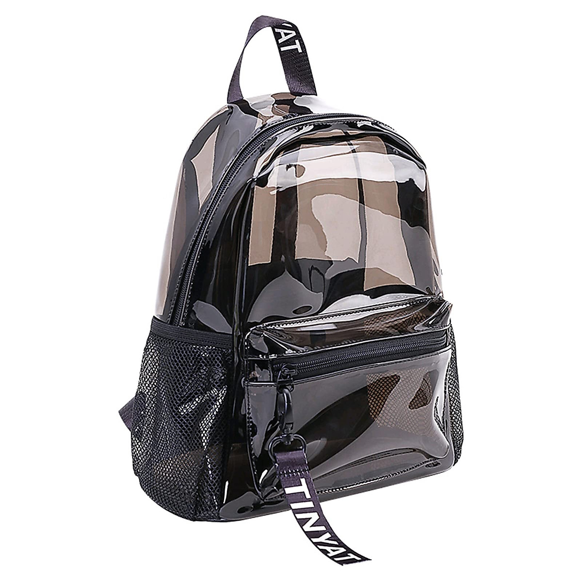 TABITORA Clear Backpack Water Proof Transparent Backpack Large Bookbag with Reinforced Strap for College Workplace Black