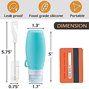 Webake 3oz Squeeze Salad Dressing Bottles with Cleaning Brush, 4 Pack Small Salad Dressing Container to Go