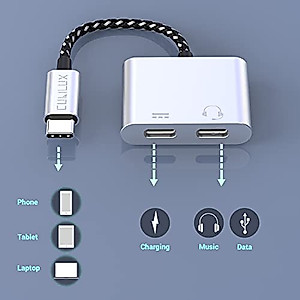 Cubilux USB C to Dual USB C Splitter for Audio/Charging/Data Syncing, Type C Headphone Charger Compatible with iPad 10 iPad Pro iPad Air 5/4 iPad Mini 6, Google Pixel 7/6 Pro 6a 5 4XL
