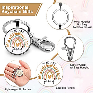 Roowest 20 Pcs Inspirational Gifts Rainbow Keychain Bulk Employee Appreciation Gifts Motivational Quote Key Ring for Women Team Nurse Coworkers