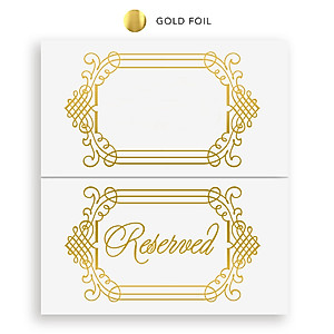 K11 Photo Design Reserved Signs for Wedding, 20-Pack, Reserved Table Cards, Gold Foil, Seating Signs, for Party, Tent Place Cards for Table, with Space to Write, VIP, Double Sided Reserved 7