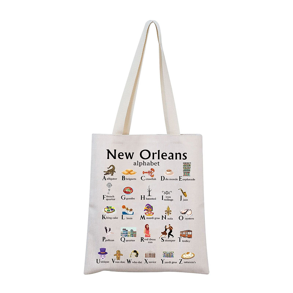 MNIGIU New Orleans Canvas Tote Bag New Orleans Welcome Bag New Orleans Tote Reusable Shopping Bagg (Tote bag)