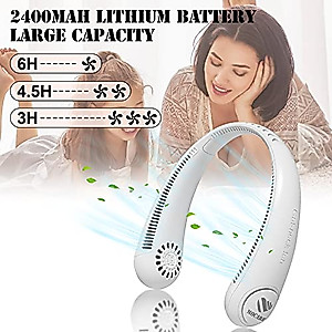 MOCARE Portable Neck Fan, USB Personal Bladelss Fans Rechargeable Cooling Hands Free Lightweight For Outdoor Sports Travel Office Camping (White)