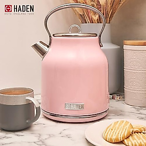 Haden Heritage 1.7 Liter Stainless Steel Electric Water Kettle Bundled with 4 Slice Wide Slot Stainless Steel Toaster, English Rose